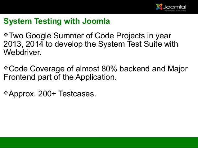 Selenium And Joomla Open Source Seconf 2014