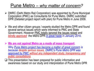Pune Metro plan & 4 FSI proposal - Presentation on Issues & Impacts ...