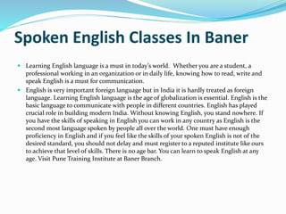 English Speaking Classes in Baner Pune | Pune Training Institute | PPT