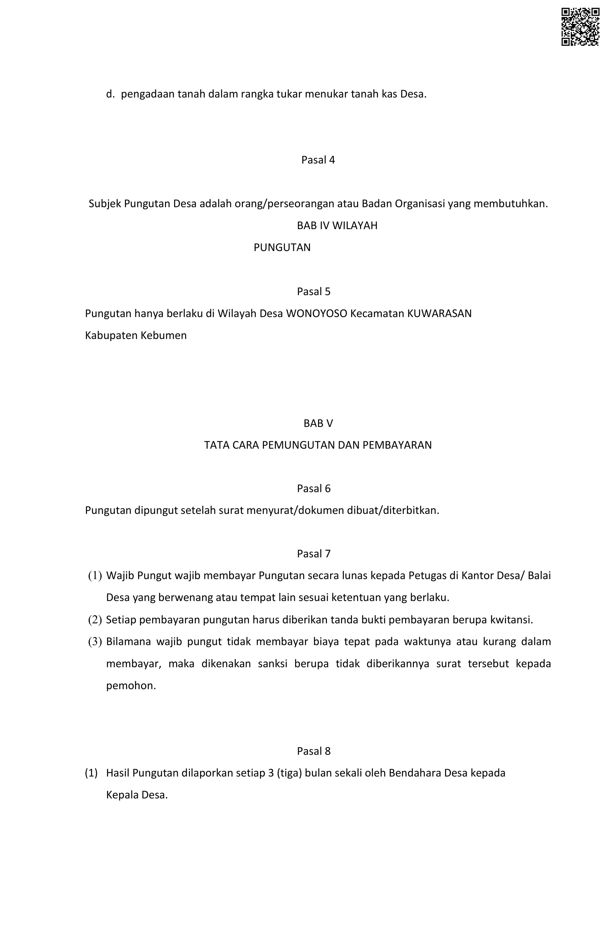 PERATURAN DESA TENTANG PUNGUTAN DESA | PDF