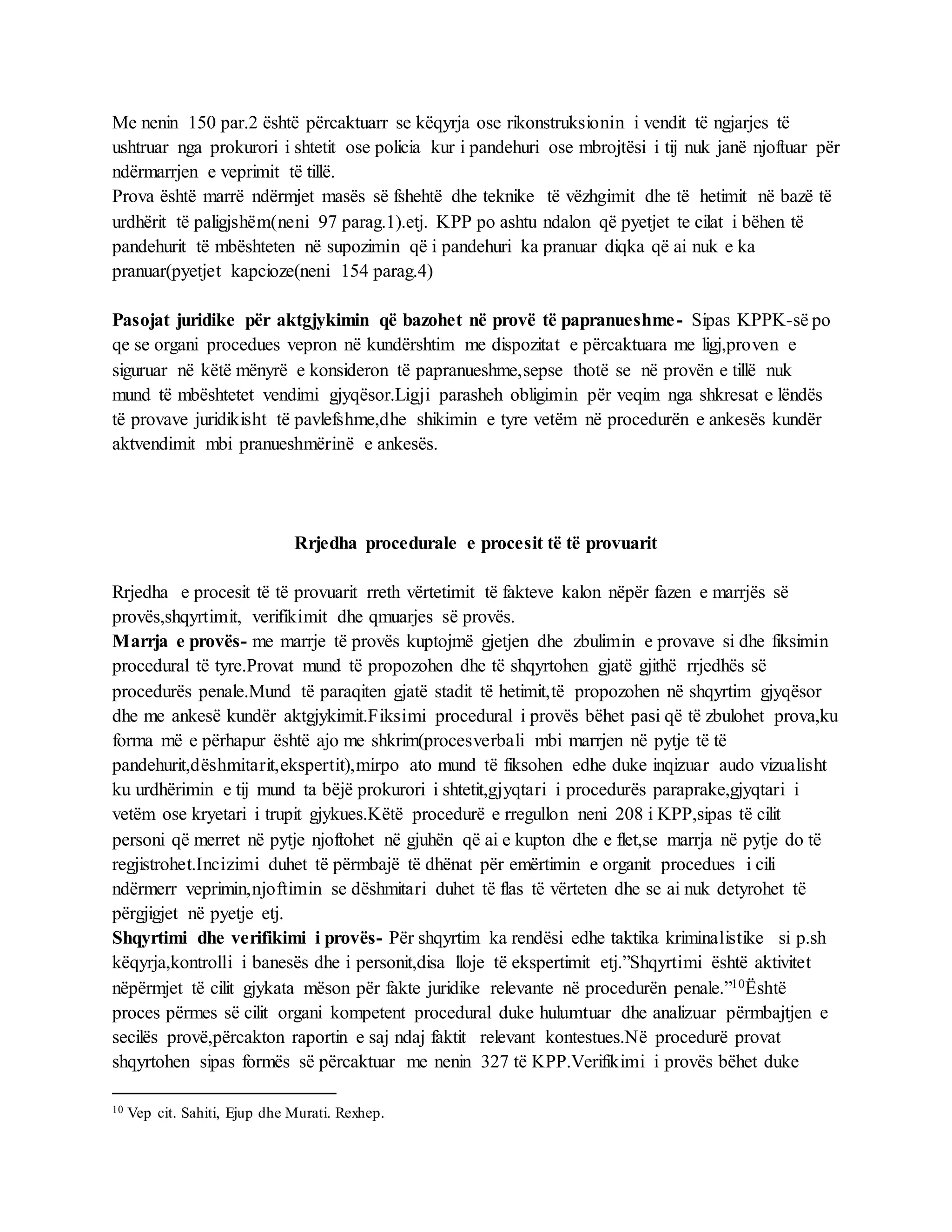 Procesi i të provuarit në Procedurë Penale | DOCX