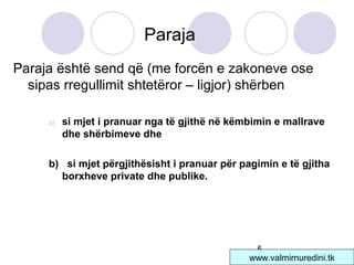 Punim seminarik "PARAJA DHE BANKAT" | PPT