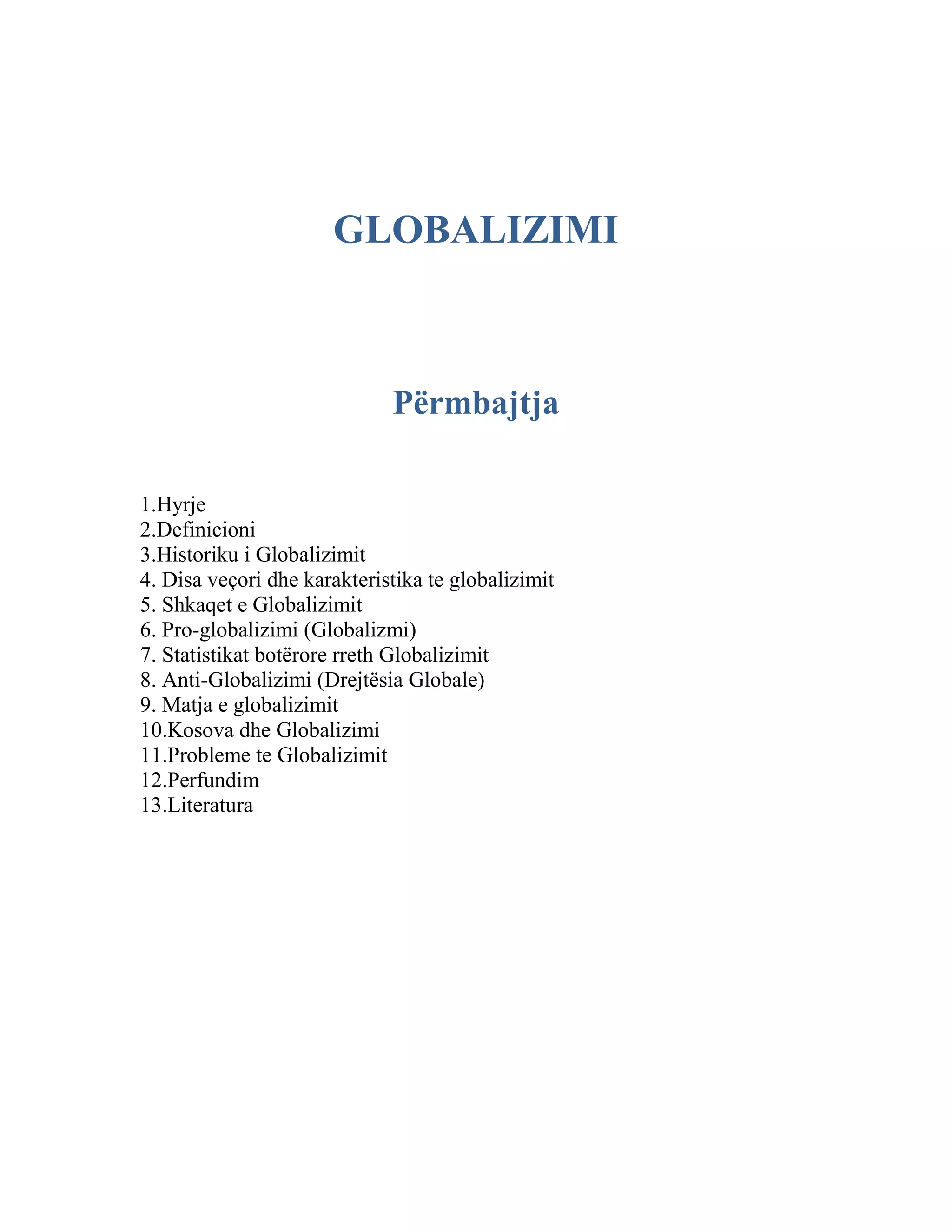 Punim seminarik globalizimi dhe - probleme të globalizimit | PDF