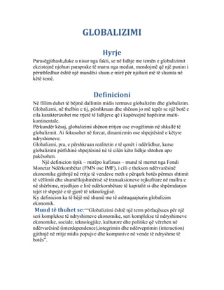 Punim seminarik globalizimi dhe - probleme të globalizimit | PDF