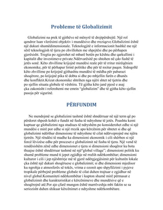Punim seminarik globalizimi dhe - probleme të globalizimit | PDF