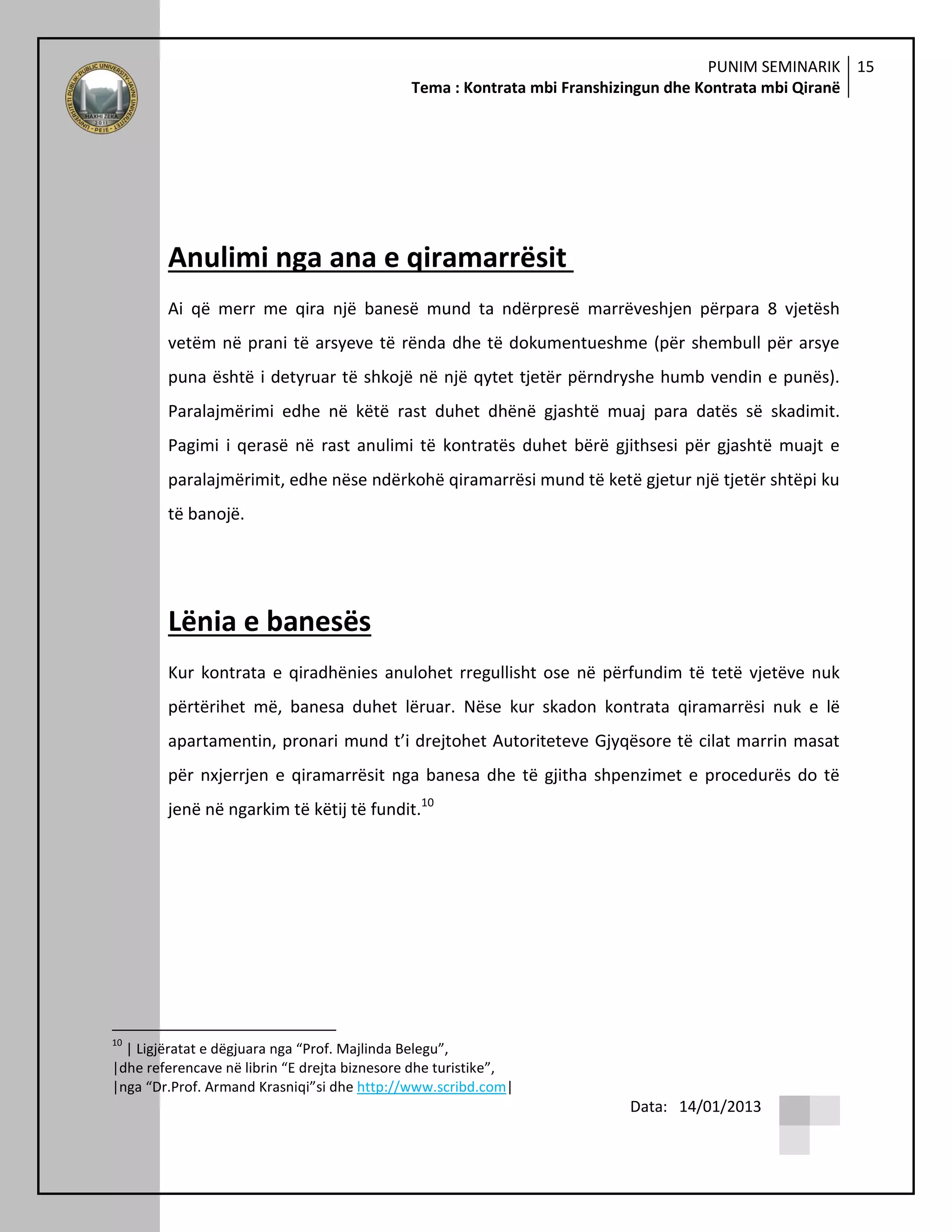 Punim Seminarik E Drejta Biznesore | PDF