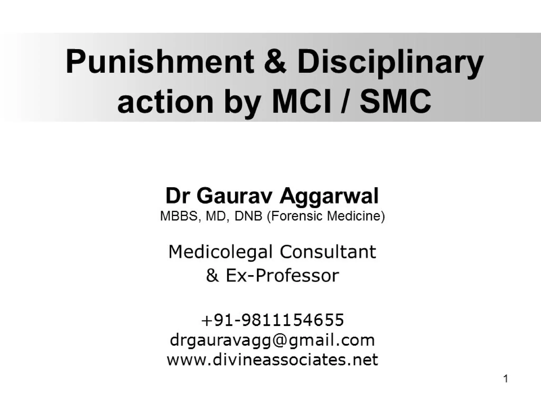 Punishments as per MCI | PPT