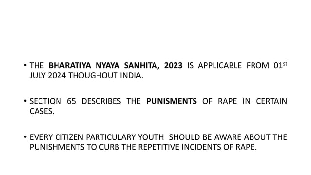 PUNISHMENTS FOR RAPE IN CERTAIN CASES DESCRIBES IN BNS | PDF