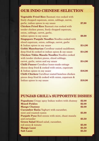 Punjab grill indian restaurant | dining menu - baulkham hills | PDF