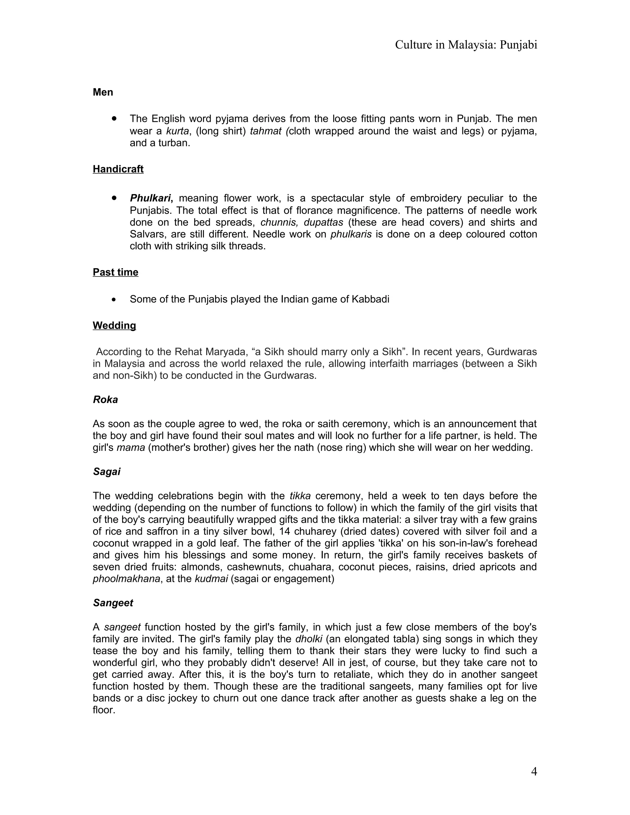 culture in Malaysia:Punjabi | DOC