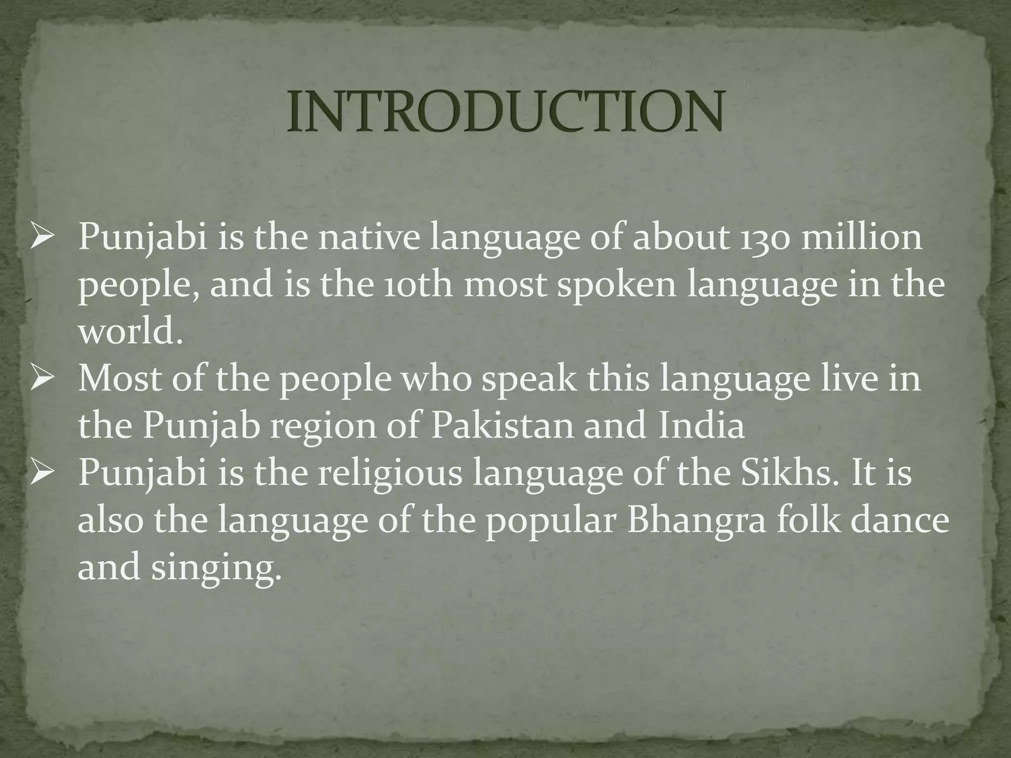 PUNJABI LANGUAGE | PPTX