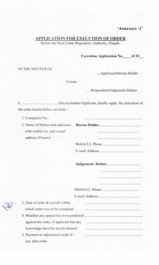 Punjab RERA Execution of Orders | PDF