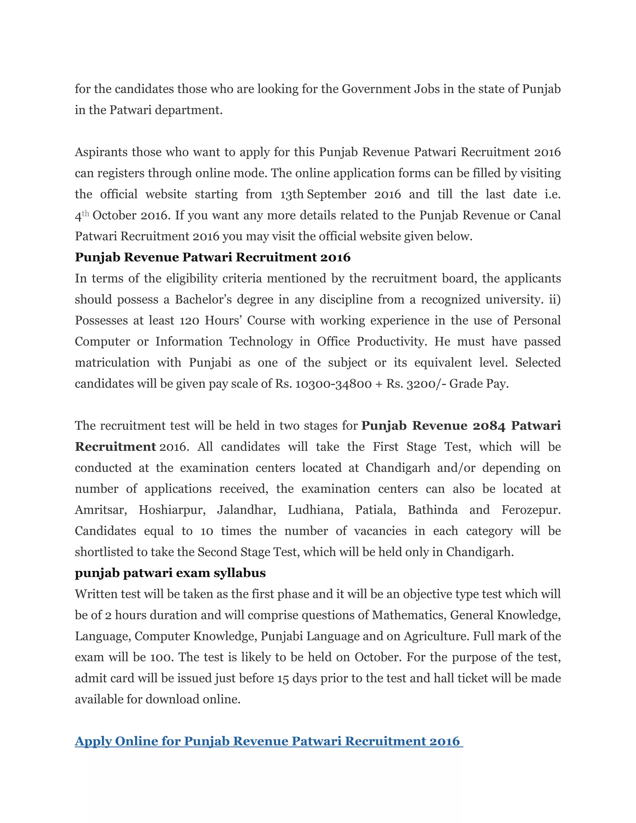 Punjab revenue patwari | PDF