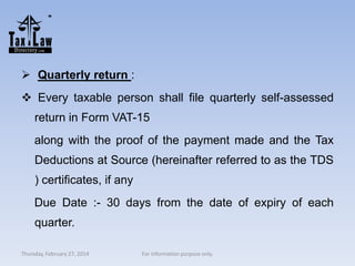 Punjab vat mode & procedure of payment and filing return | PPTX