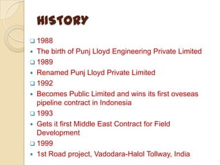Accomplishments of Punj lloyd | PPTX