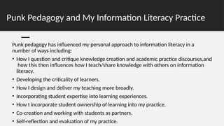 Punk pedagogy and information literacy, Maria King | PPT
