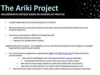 Te Ariki Collaborative - Critique based on Evidence of Practice | PPTX