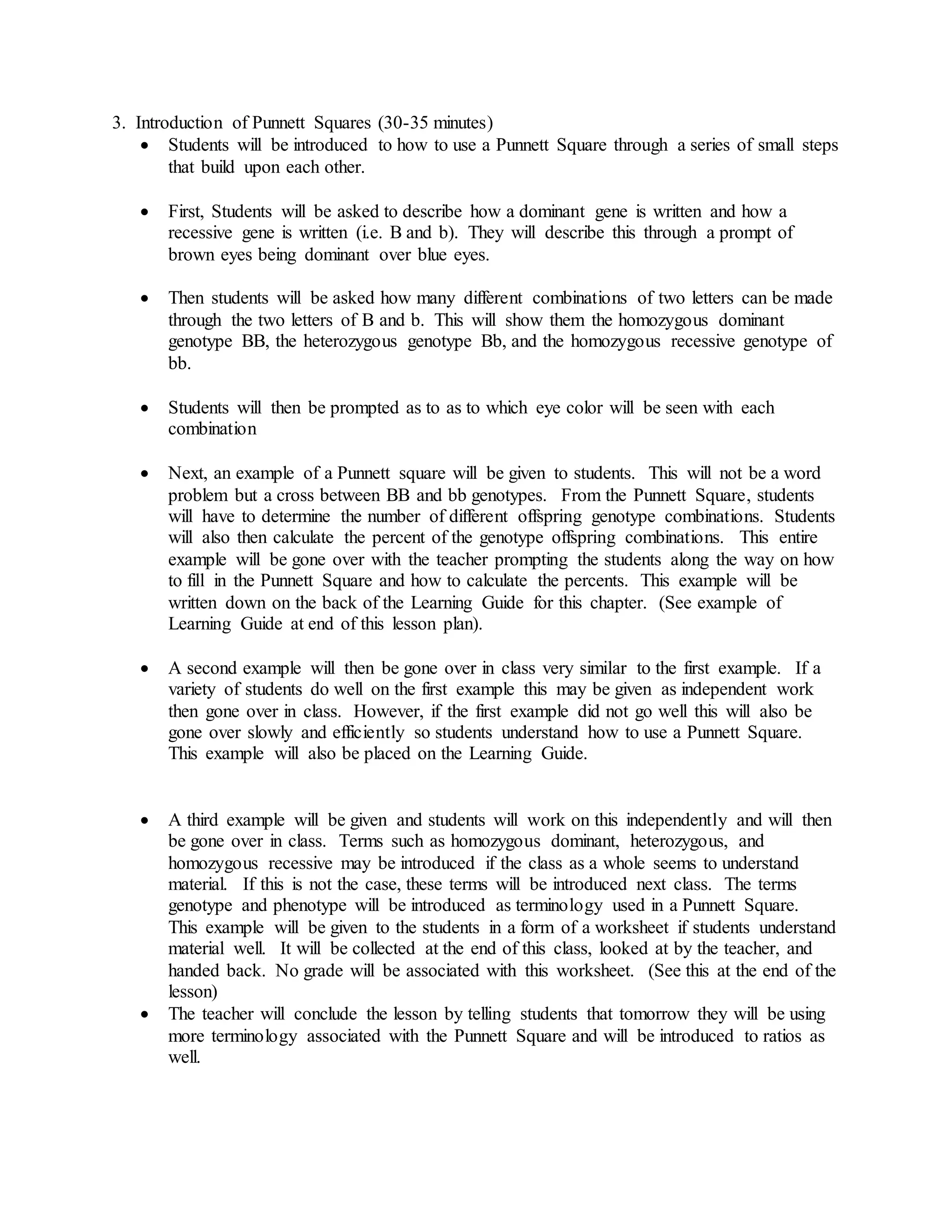 Punnett Square Lesson Plan | DOC
