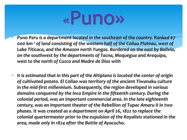 Puno» | PPTX | South America Travel | Travel Locations