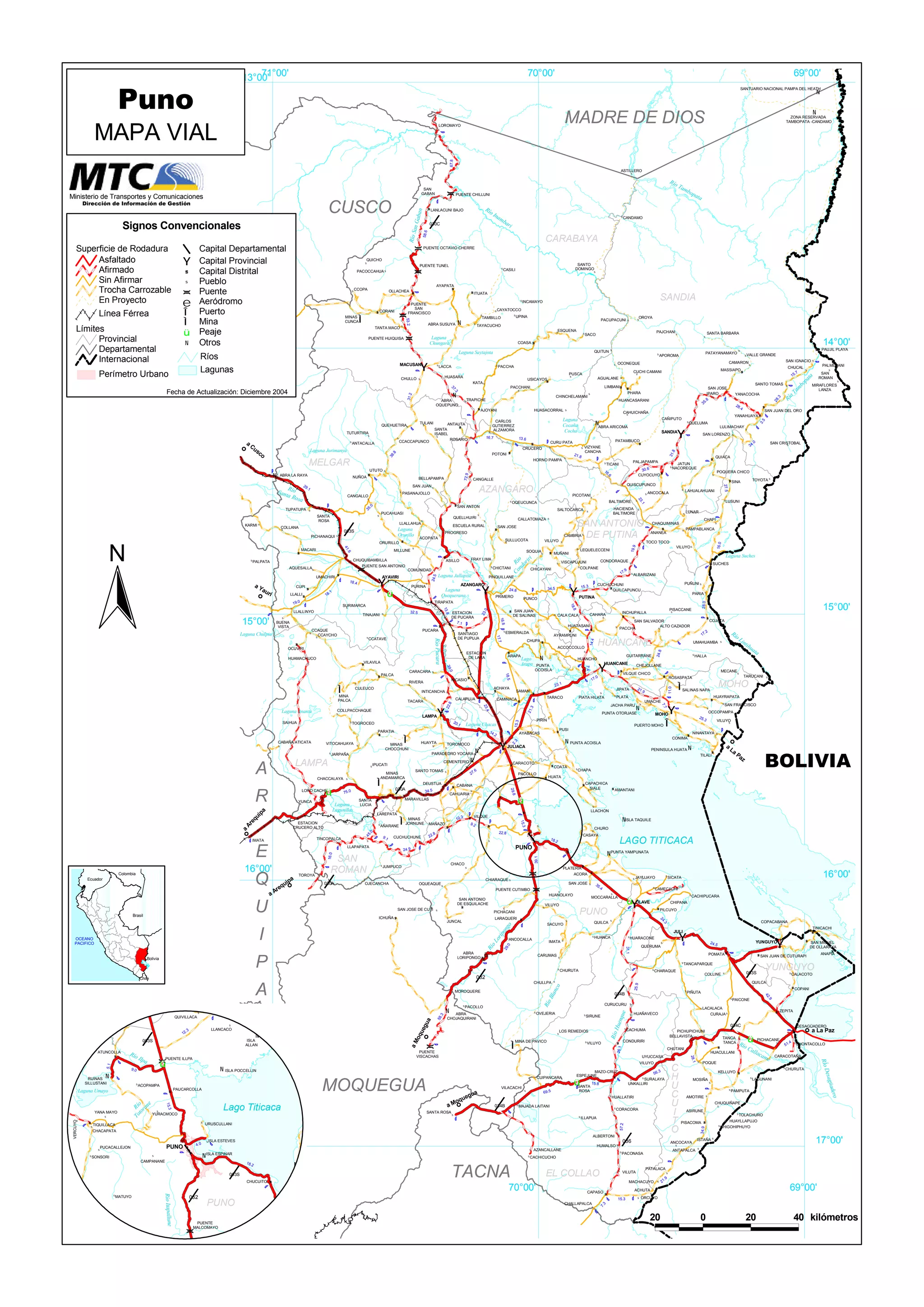 Mapa vial del departamento de Puno | PDF