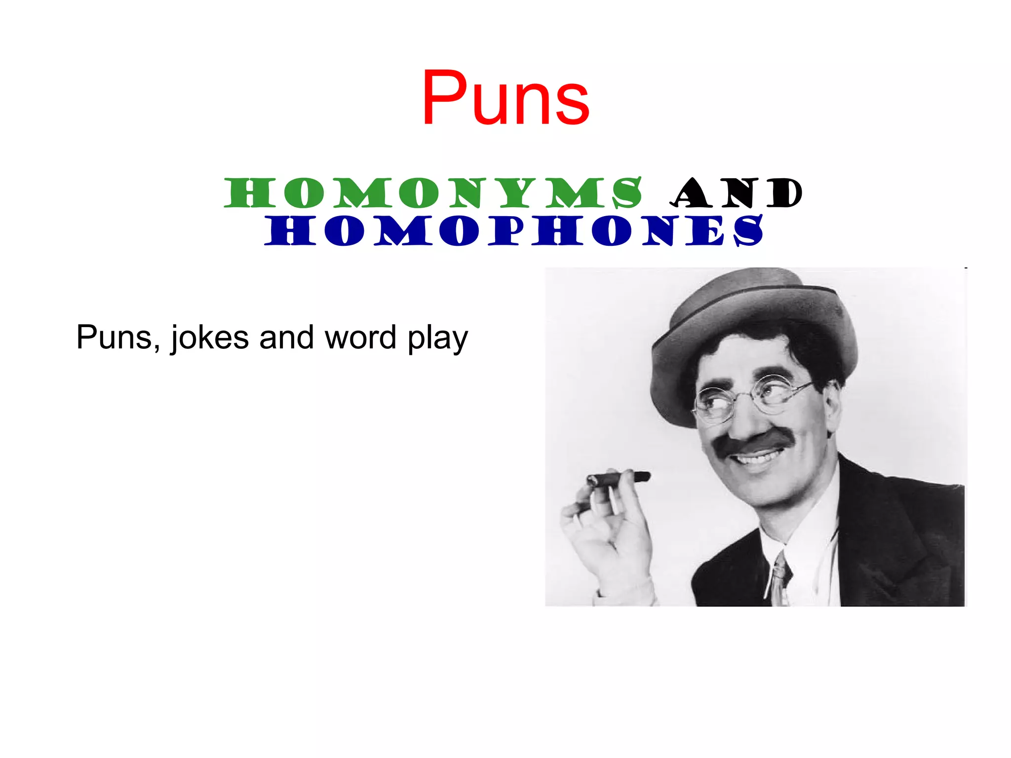 Puns - Homophones and Homonyms | PPT