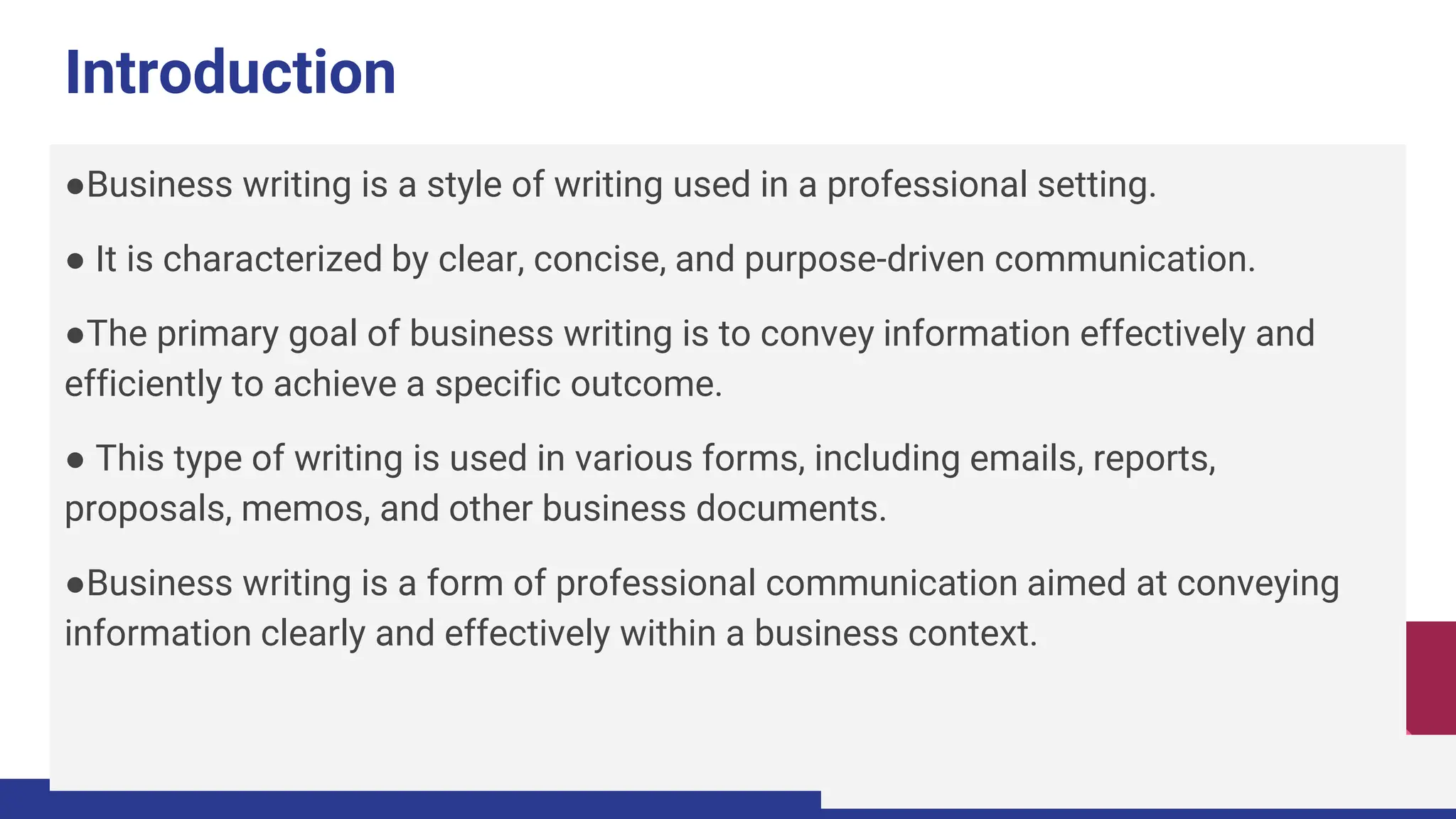 Introduction of Business Writing Overview.pptx | Freelance Writing ...