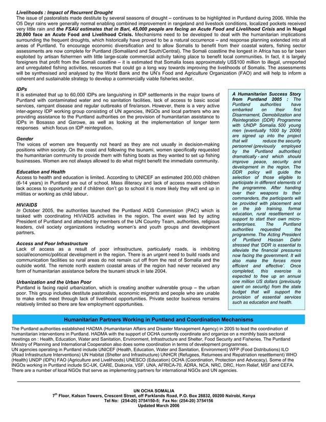 Puntland Fact Sheet | PDF