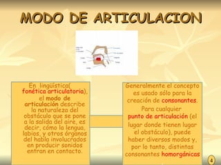 Punto y modo de articulacion. | PPT