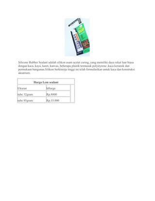 JENIS BAHAN PEREKAT PADA BANGUNAN | DOC