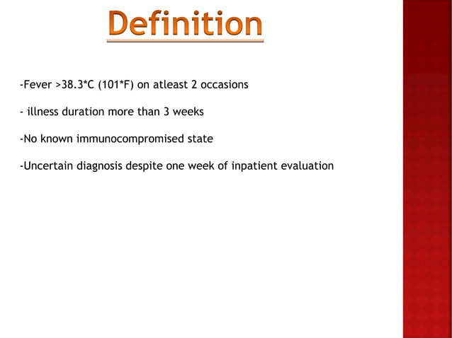 fever of unknown origin | PDF | Infectious Diseases | Diseases and ...
