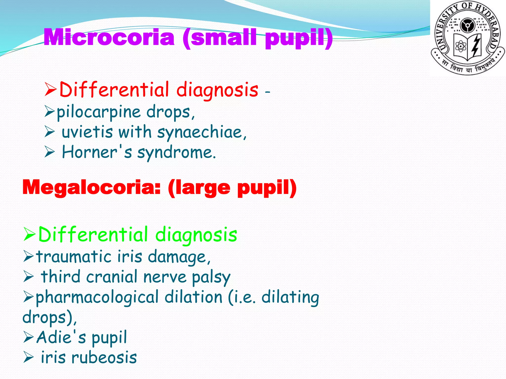 Pupil anomalies and disorders shiva ppt | PPTX | Eye and Vision ...