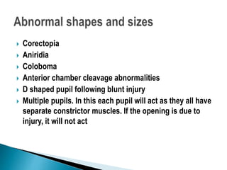 Pupillary abnormalities | PPTX