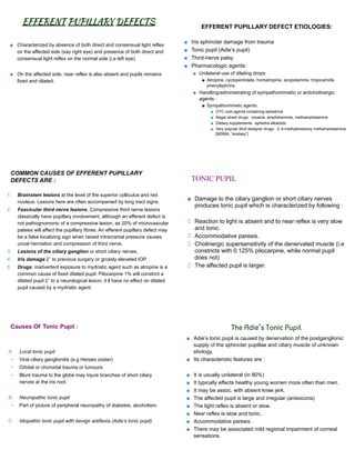 Pupillary pathway disorders. afferent efferent | PDF | Eye and Vision ...