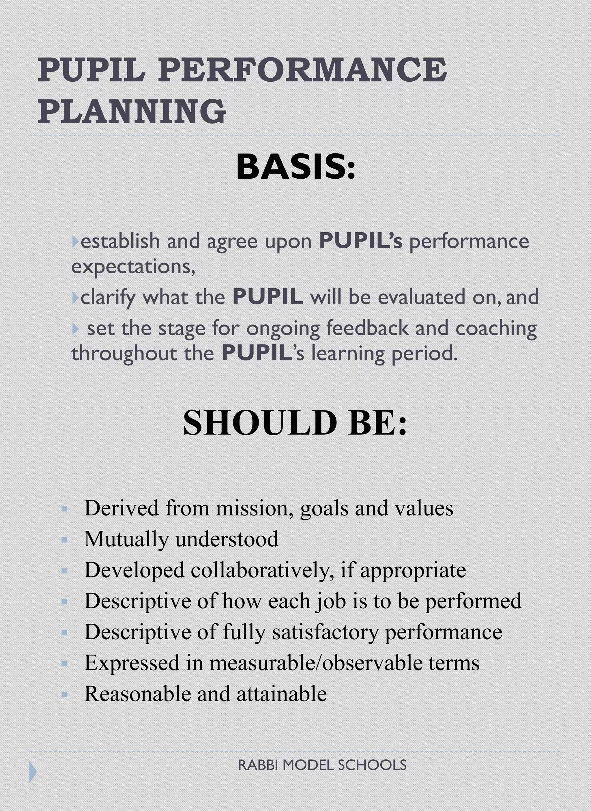 Pupils’ performance management | PDF