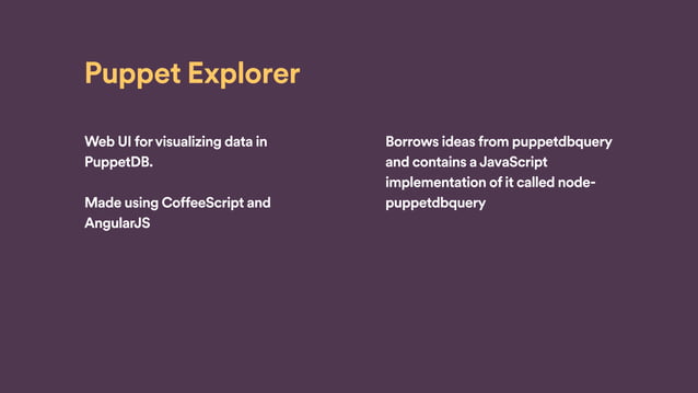 PuppetDB, Puppet Explorer and puppetdbquery | PDF