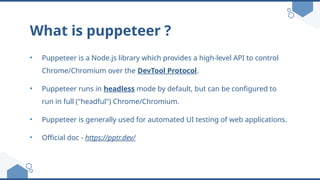Puppeteer Javascript Library For Ui Testing Ppt
