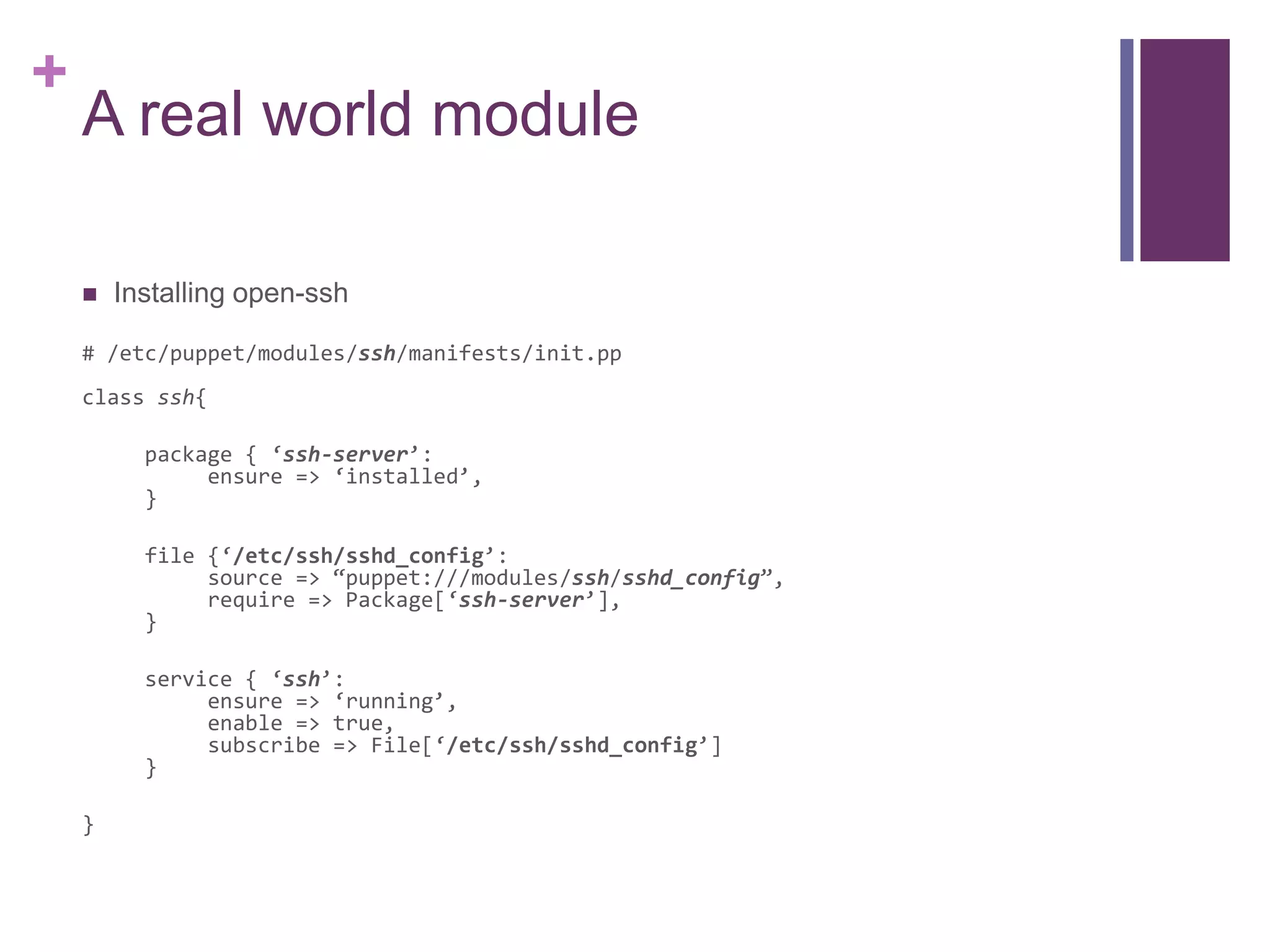 A Brief Introduction to Writing and Understanding Puppet Modules | PPT