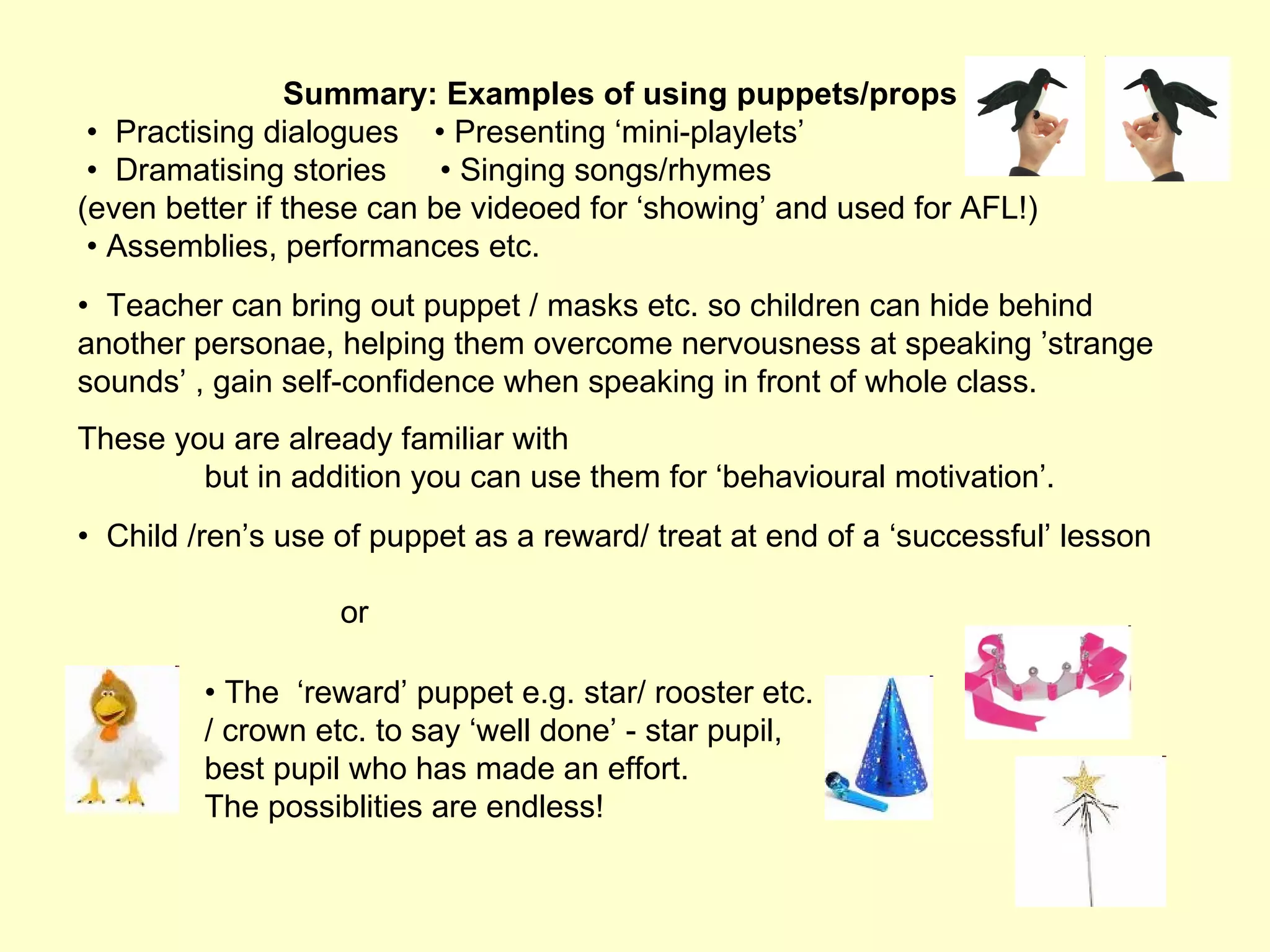 Puppets And Props Motivation In Mfl | PPT