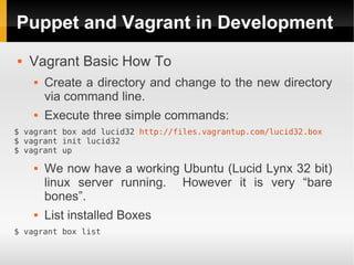 Puppet and Vagrant in development | PPT