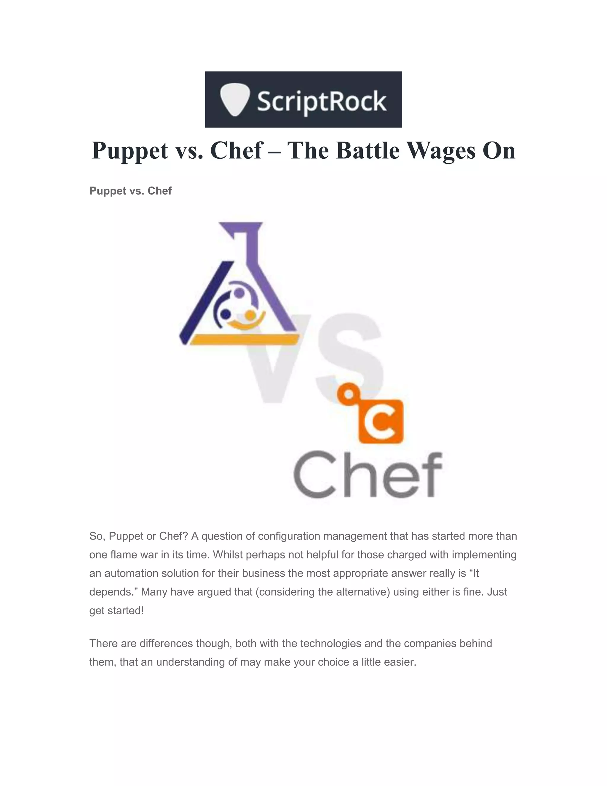 Puppet vs. Chef - The Battle Wages On | PDF | Free Download