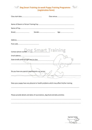 Pup training reg form | PDF