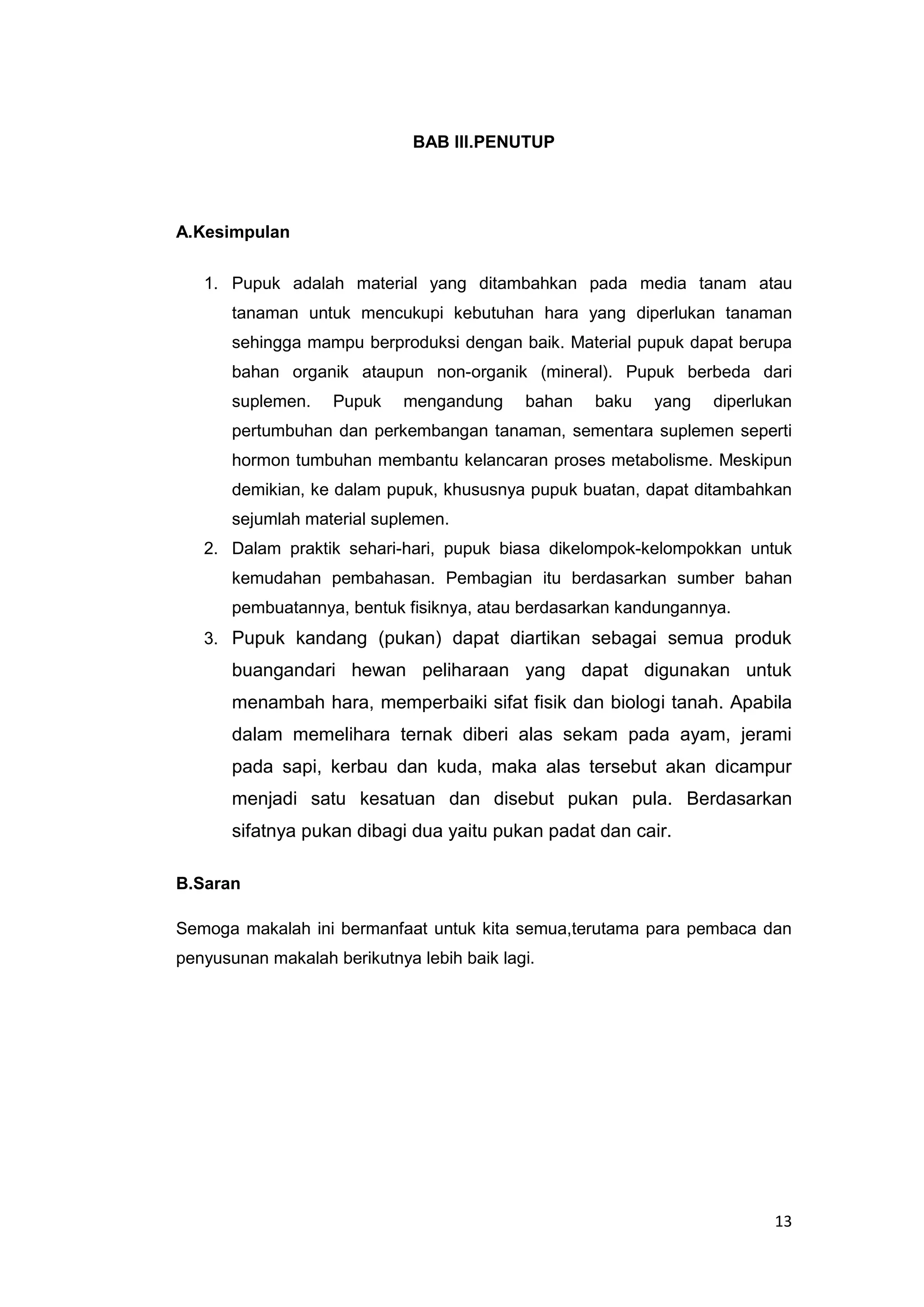 Pupuk kandang | DOCX