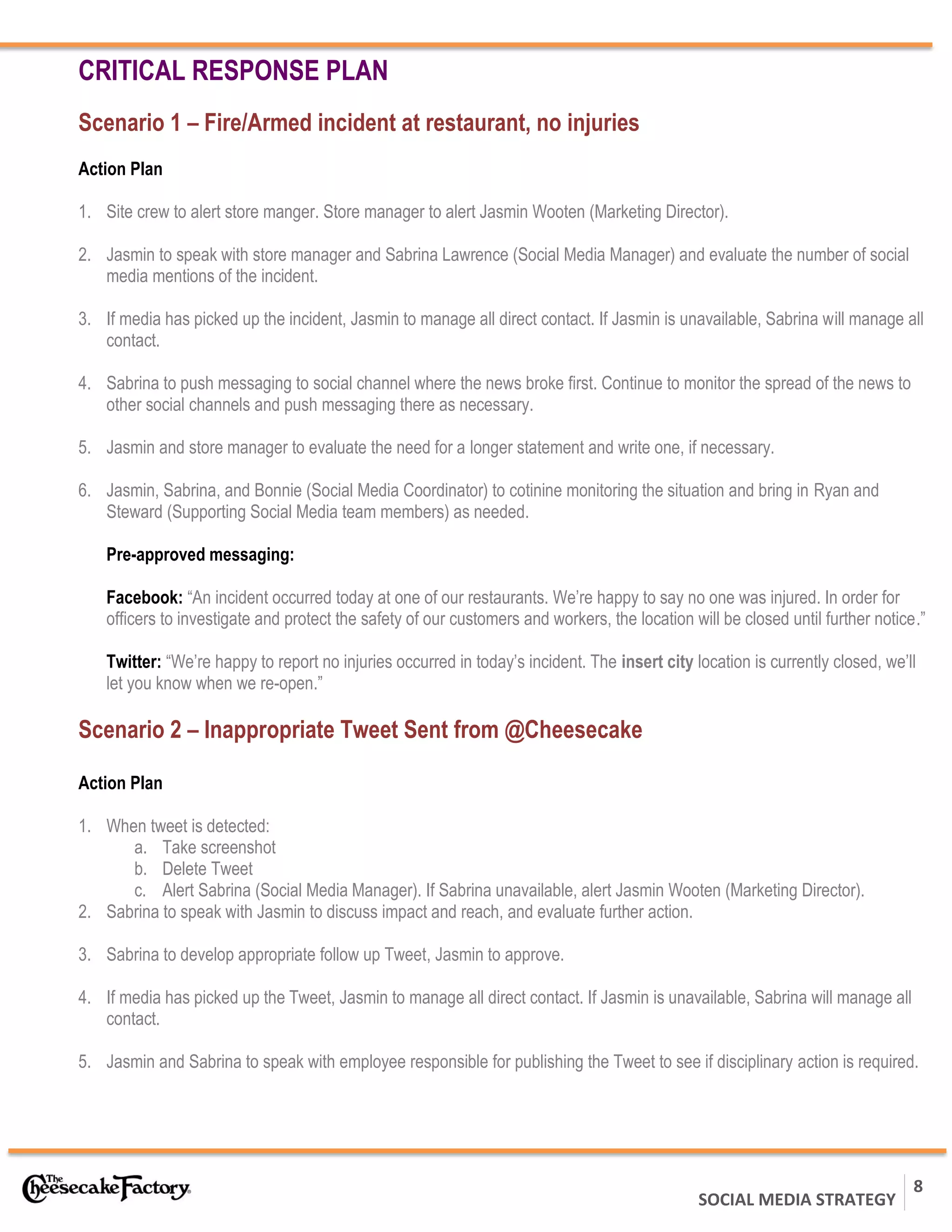 PUR3622 - Cheesecake Factory Social Media Strategy | PDF
