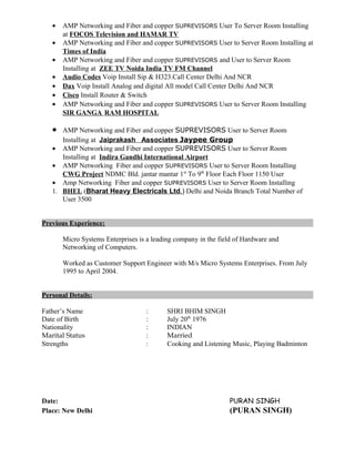 Puran singh resume | PDF