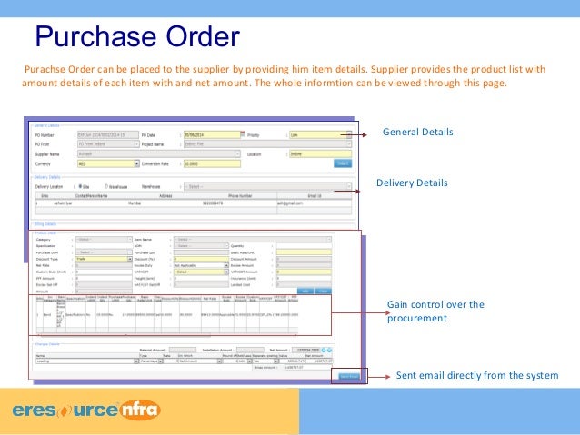 eresource nfra ERP - Purchase module