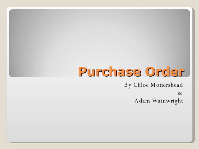 Purchase Order | PPT