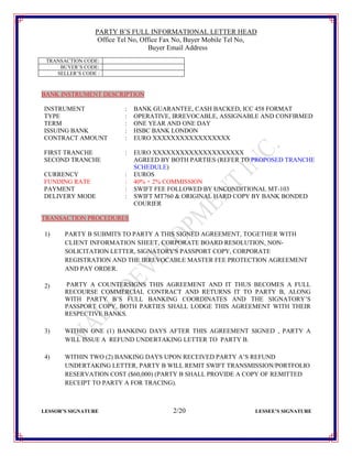 Purchase BG SBLC HSBC London Contract (40+2) | PDF