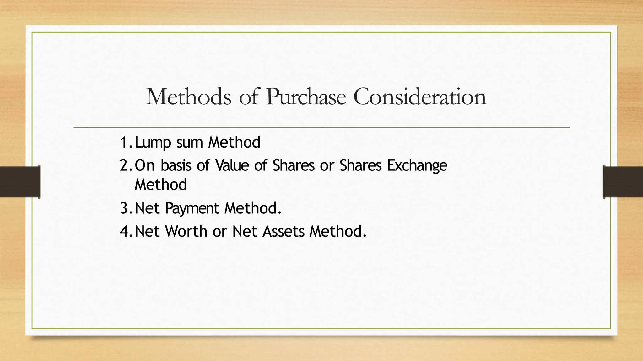 BASICS OF THE PURCHASE CONSIDERATION S.. | PPTX