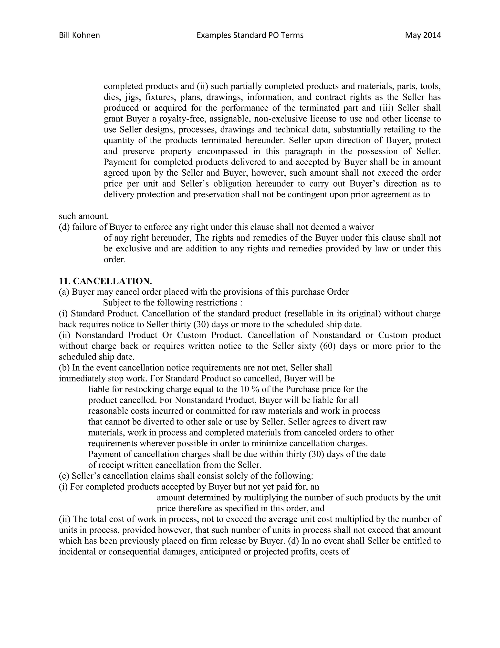 Purchase Order Boilerplate/Standard Terms Examples | DOCX