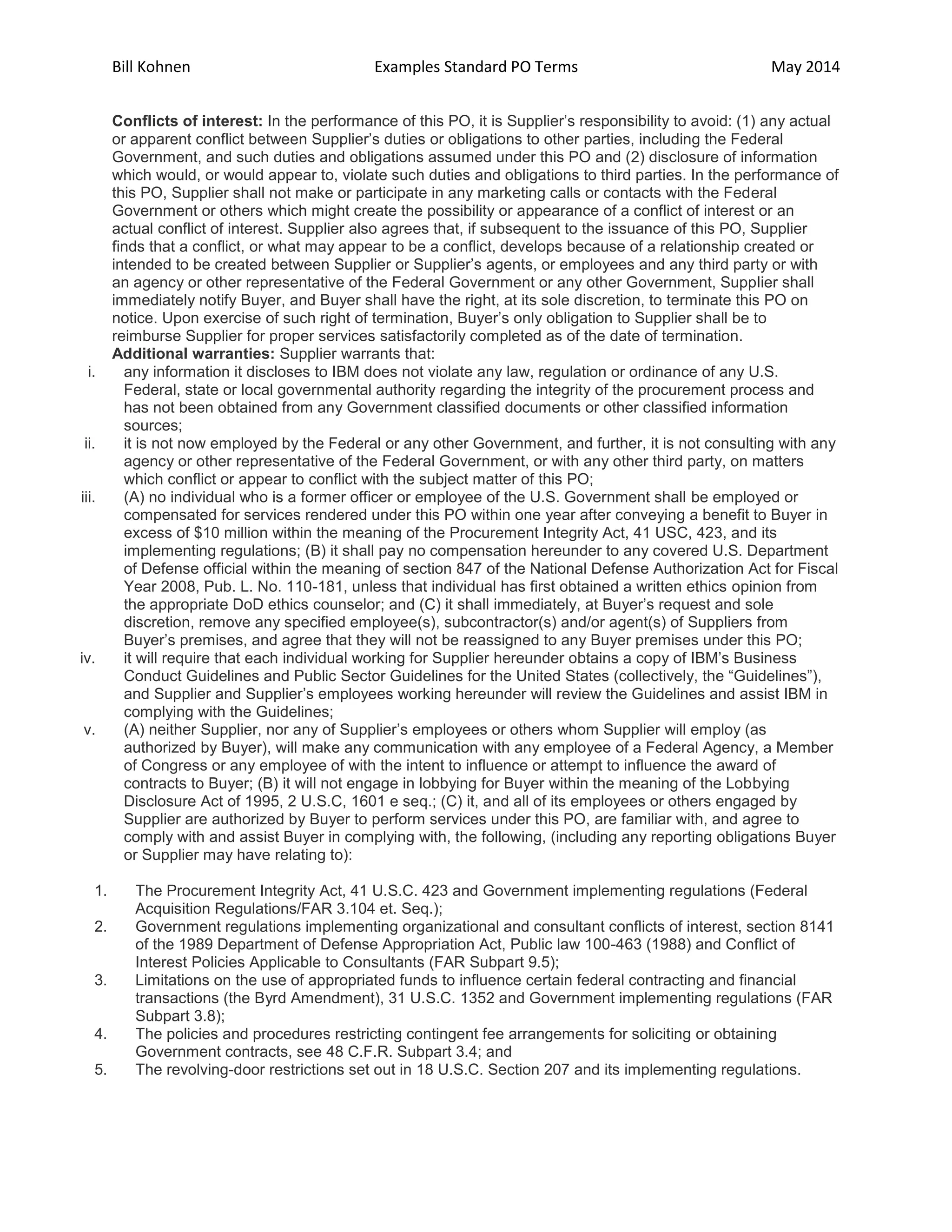 Purchase Order Boilerplate/Standard Terms Examples | DOCX